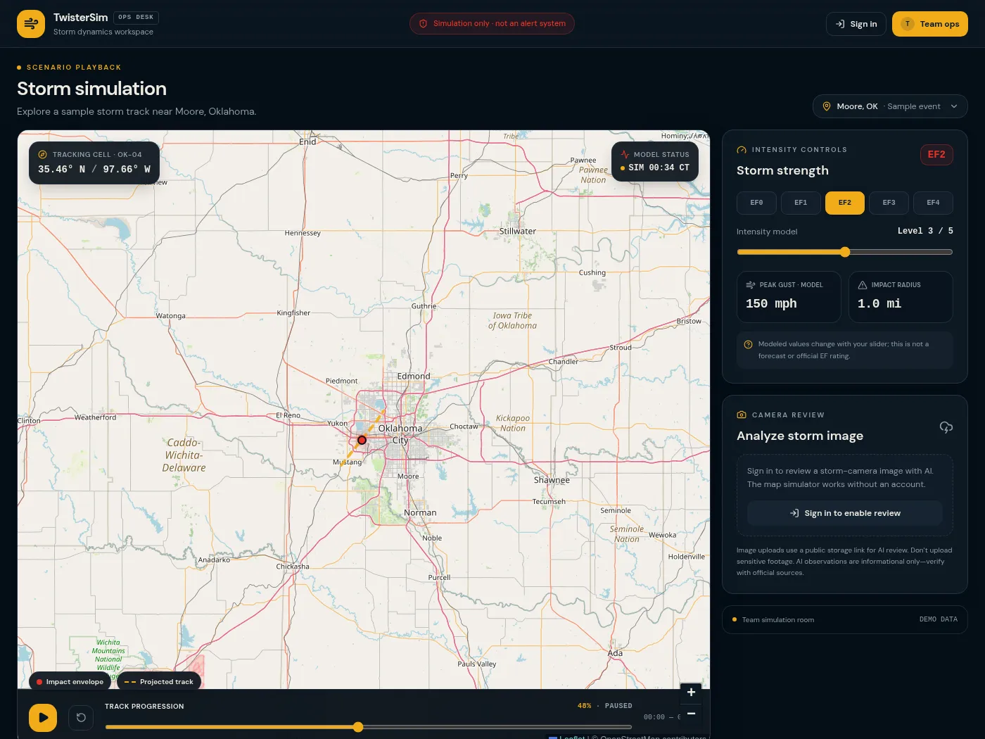 TwisterSim AI Map