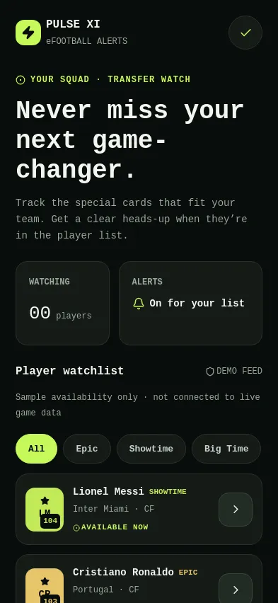 eFootball Lineup Alert