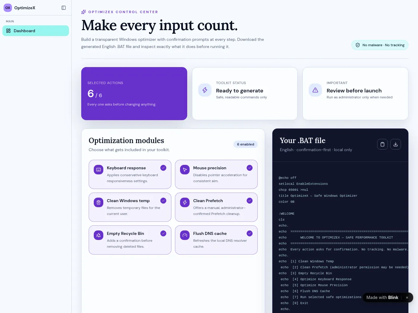 OptimizeX Dashboard