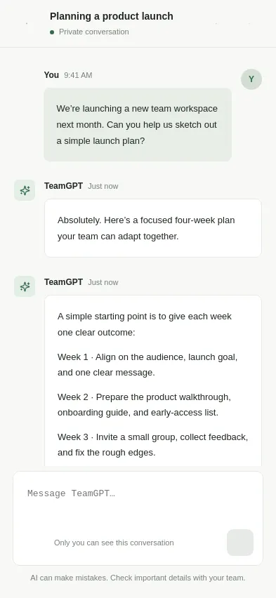 TeamGPT Chat Mobile