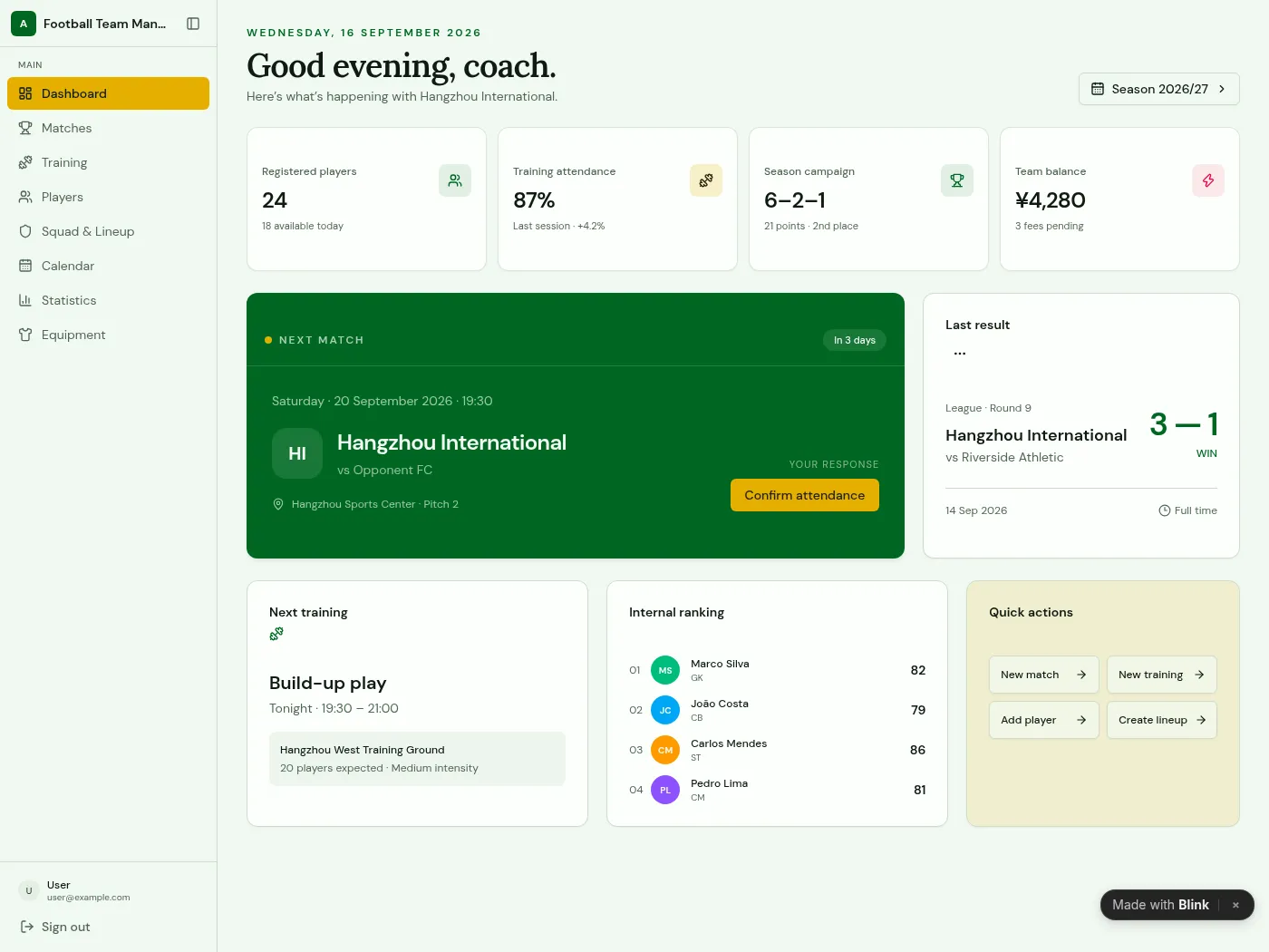 Amateur Squad Manager