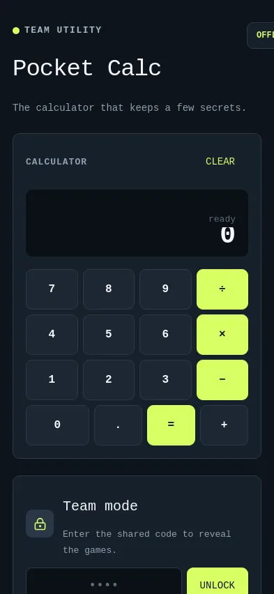 Secret Game Calculator