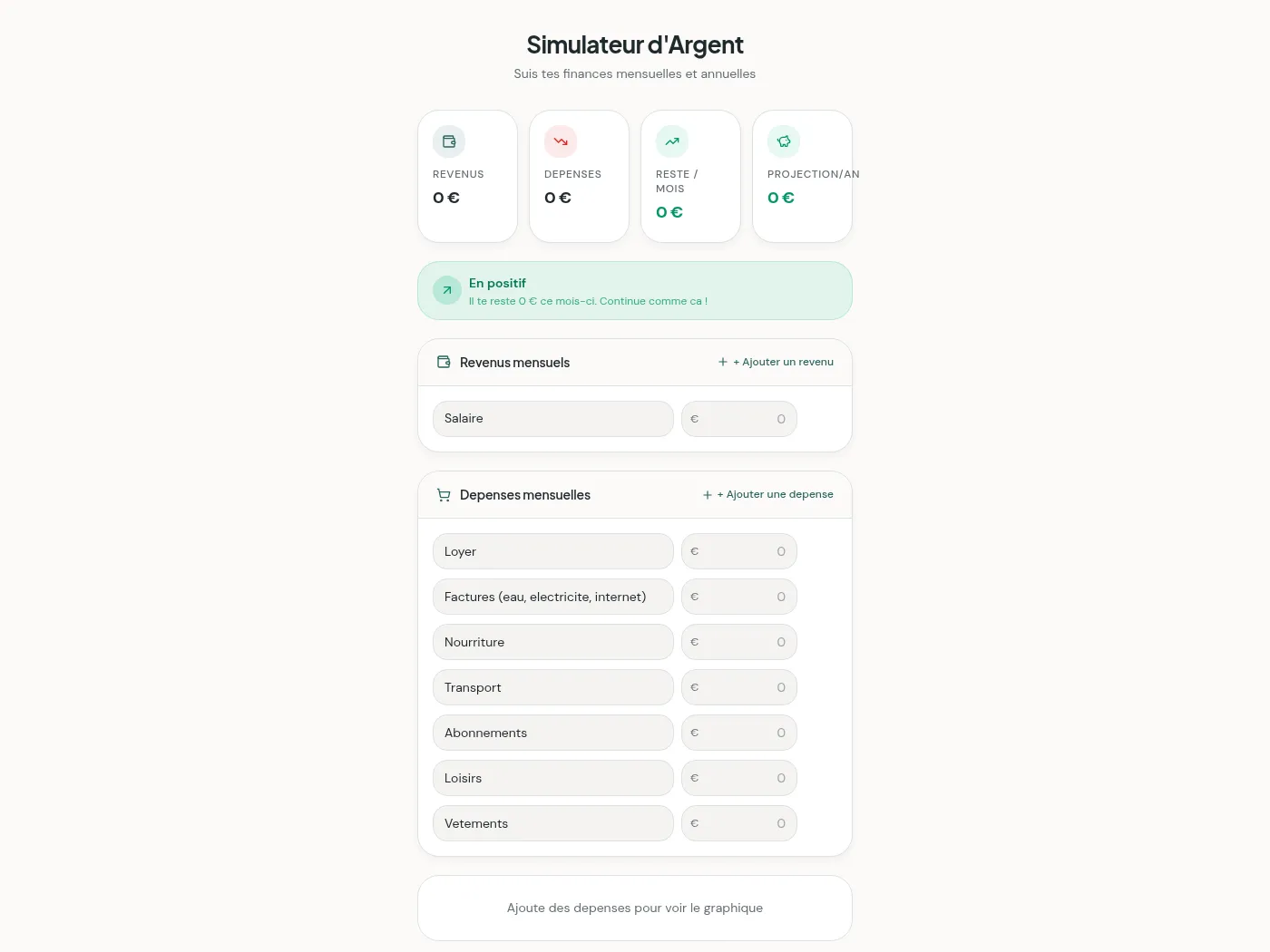Simulateur d'Argent Web