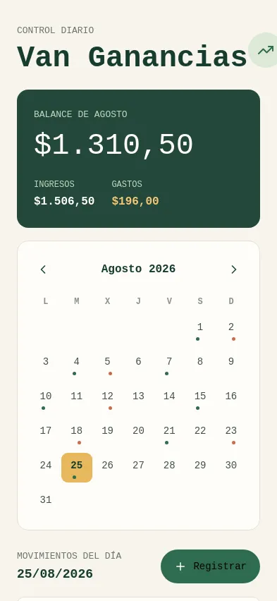 Van Ganancias Tracker