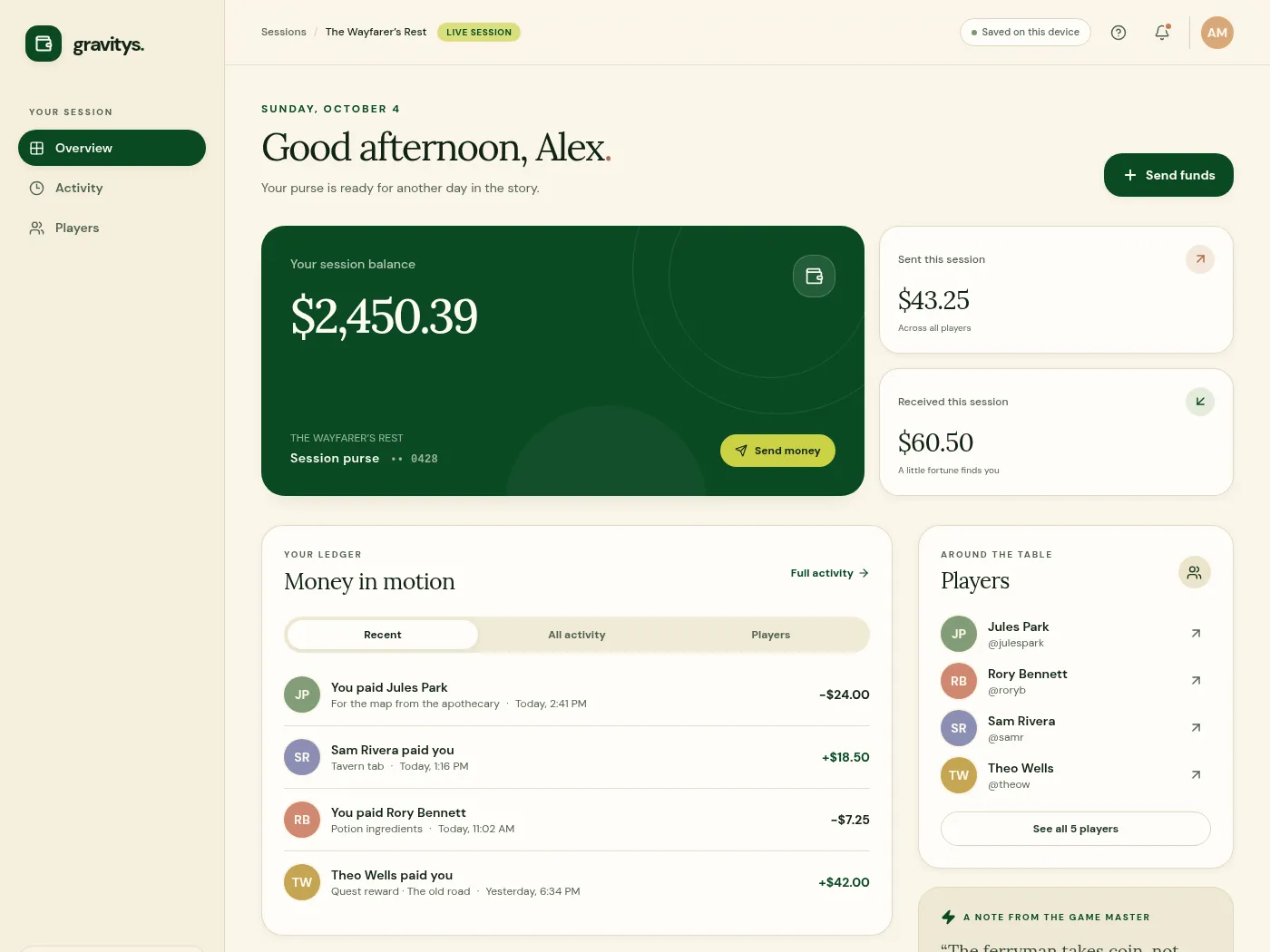 LARP Cash Simulator