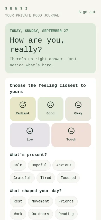 Sensi Mood Tracker