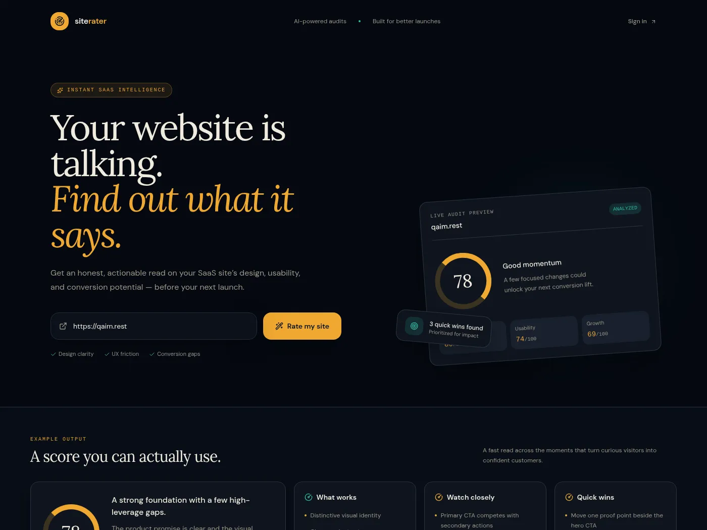 SaaS Site Rater