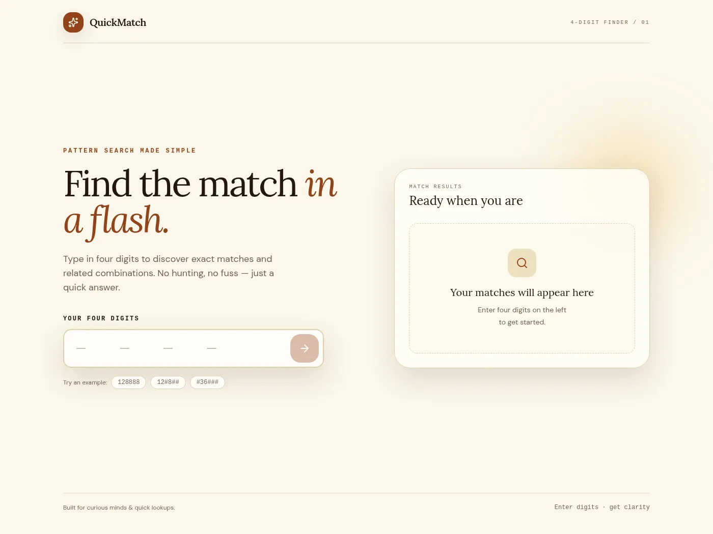 QuickMatch 4-Digit Finder