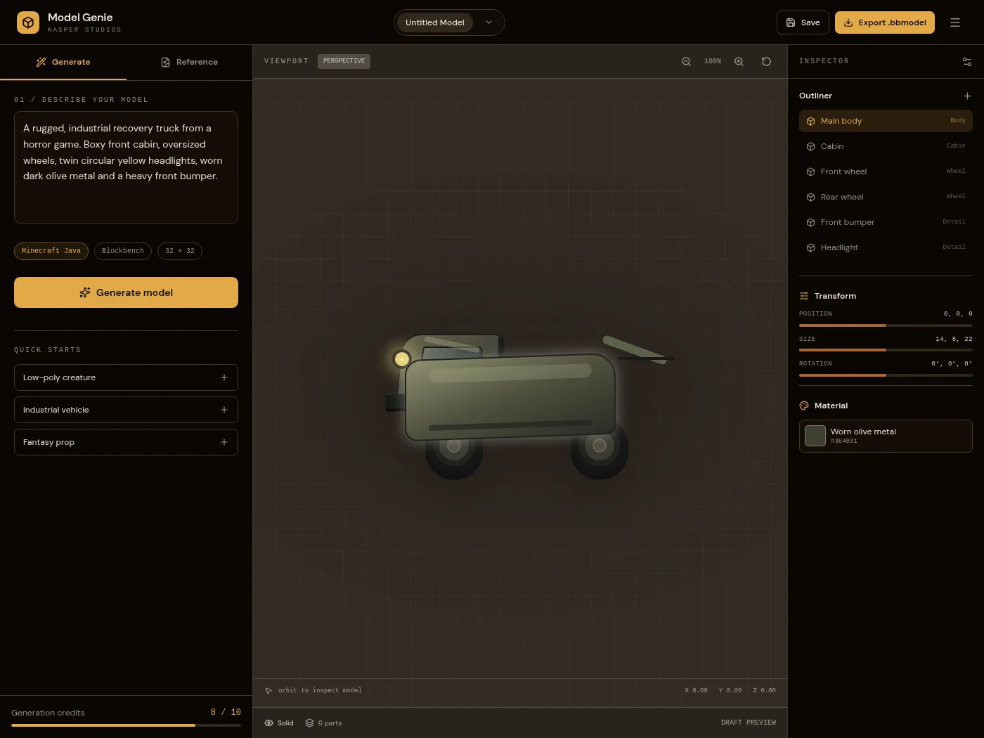 Blockbench Model Genie