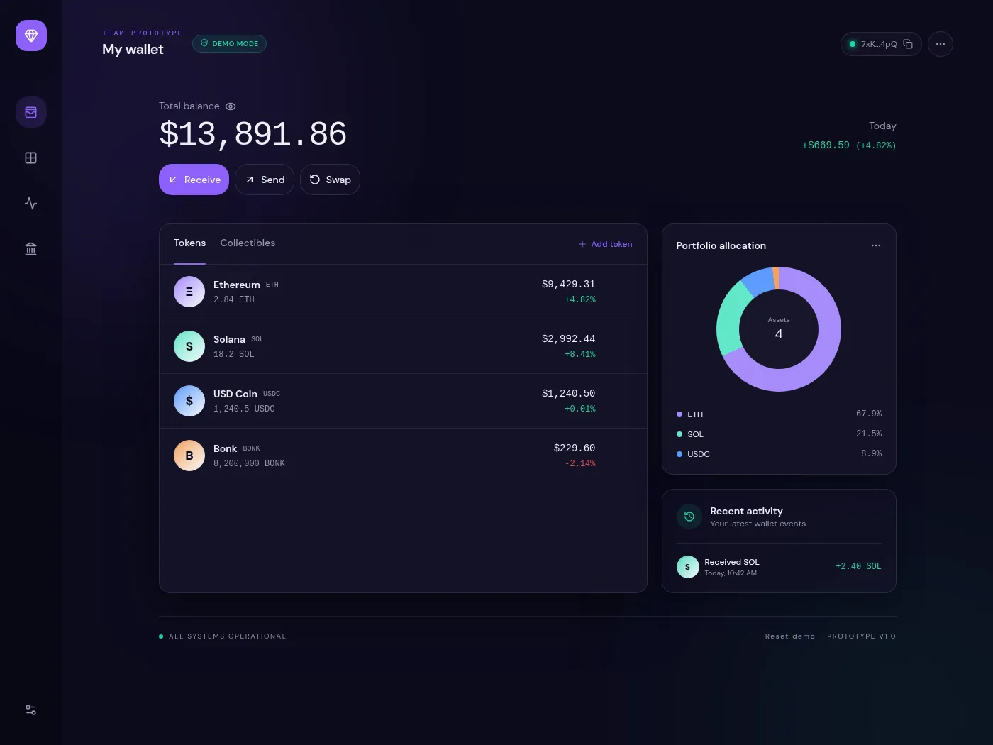 Phantom Wallet UI Demo
