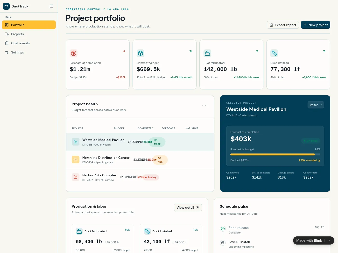 Duct Project Tracker