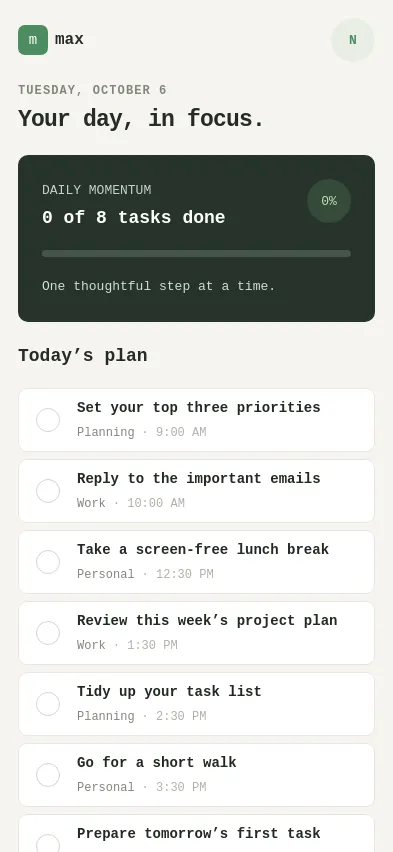 Max Productivity App