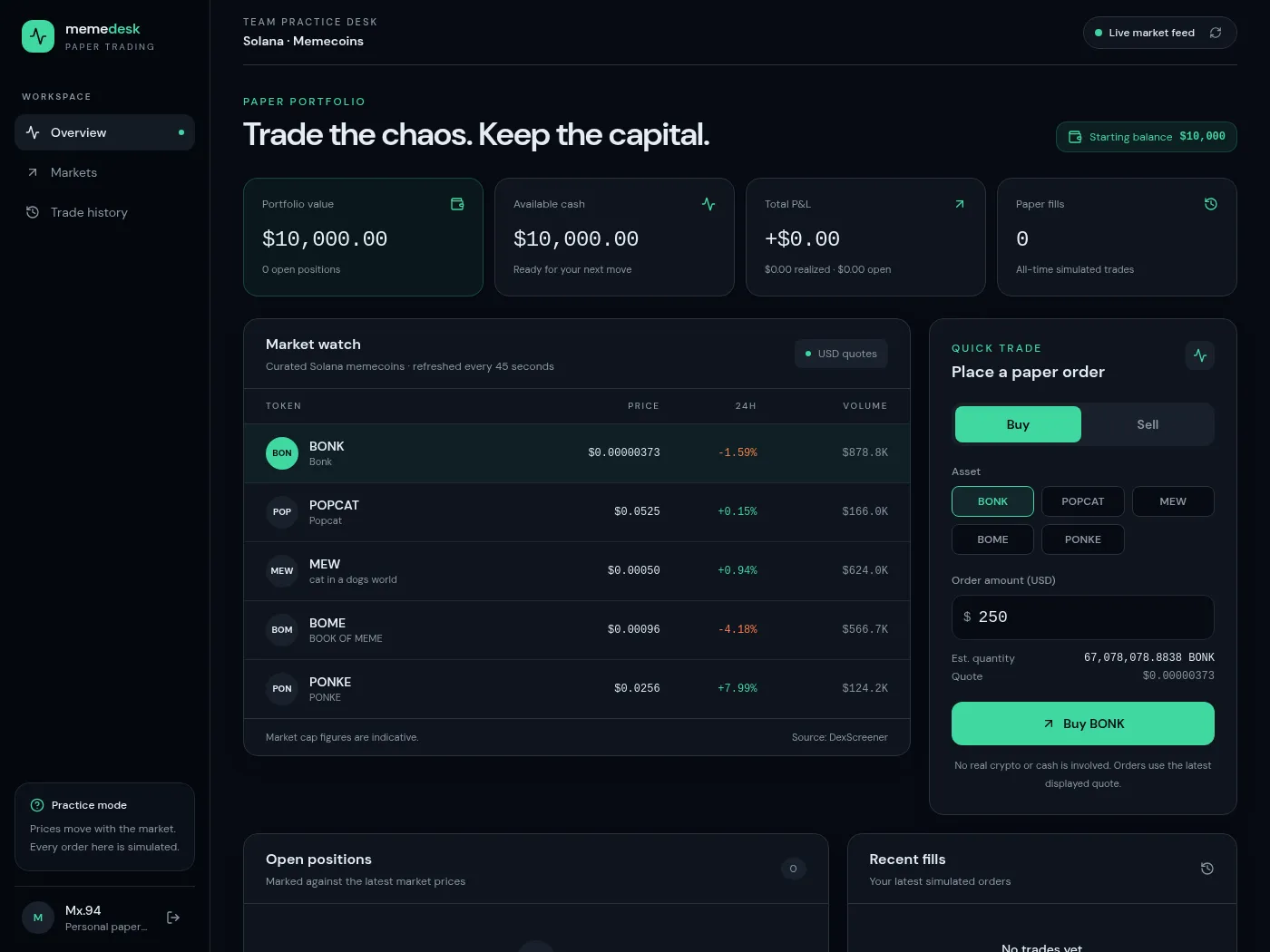 MemeCoin Sim Trader