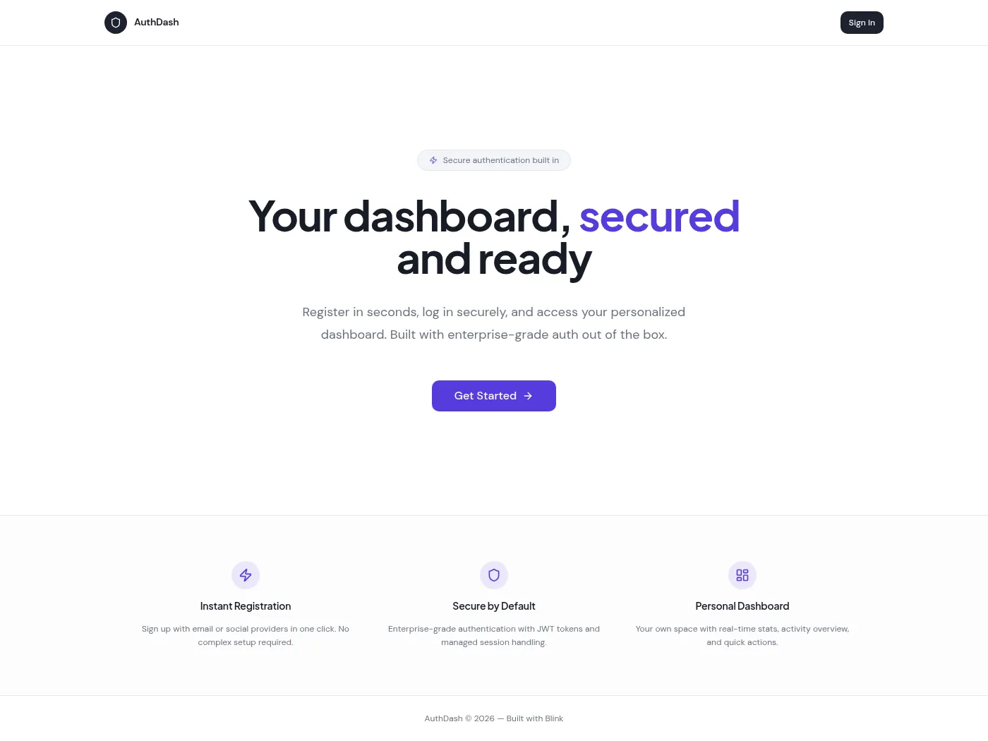 Simple Auth Dashboard