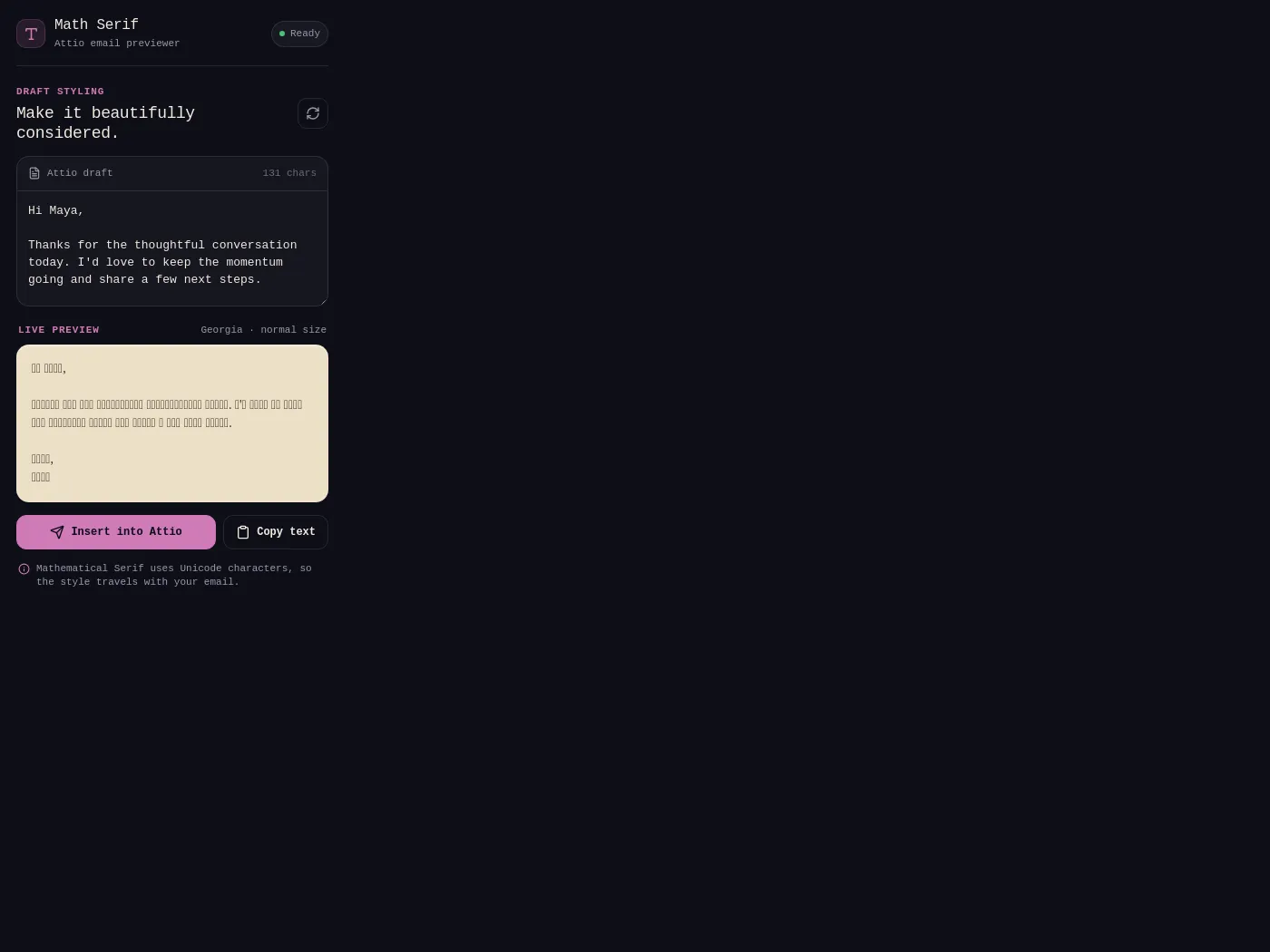 Math Serif Email Previewer