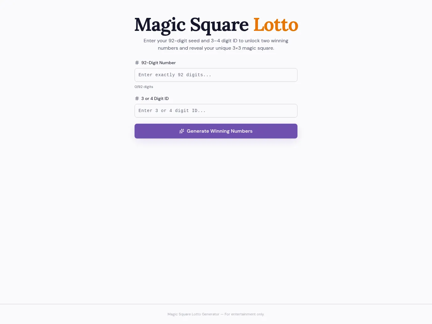 Magic Square Lotto Generator