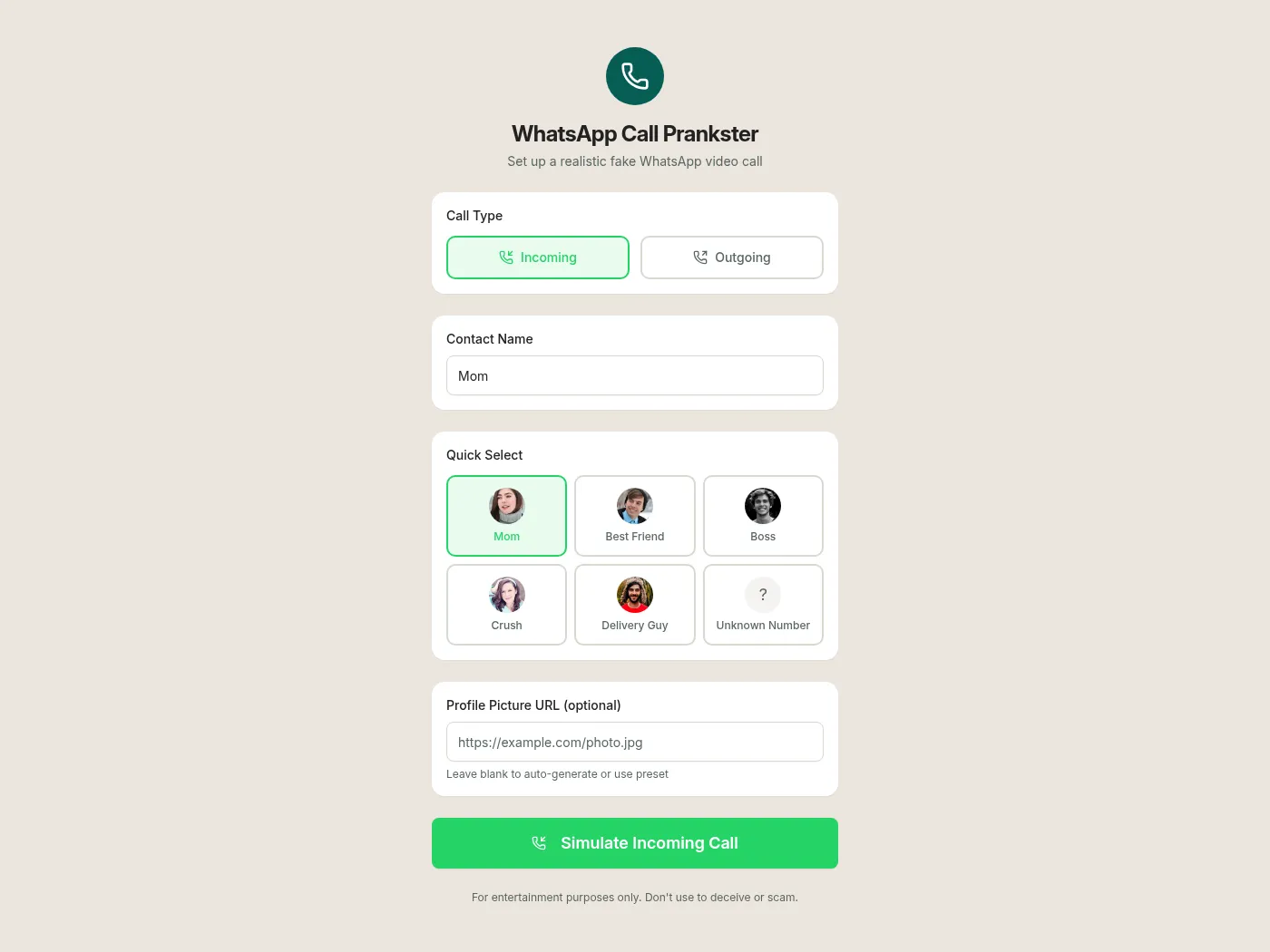 WhatsApp Call Prankster