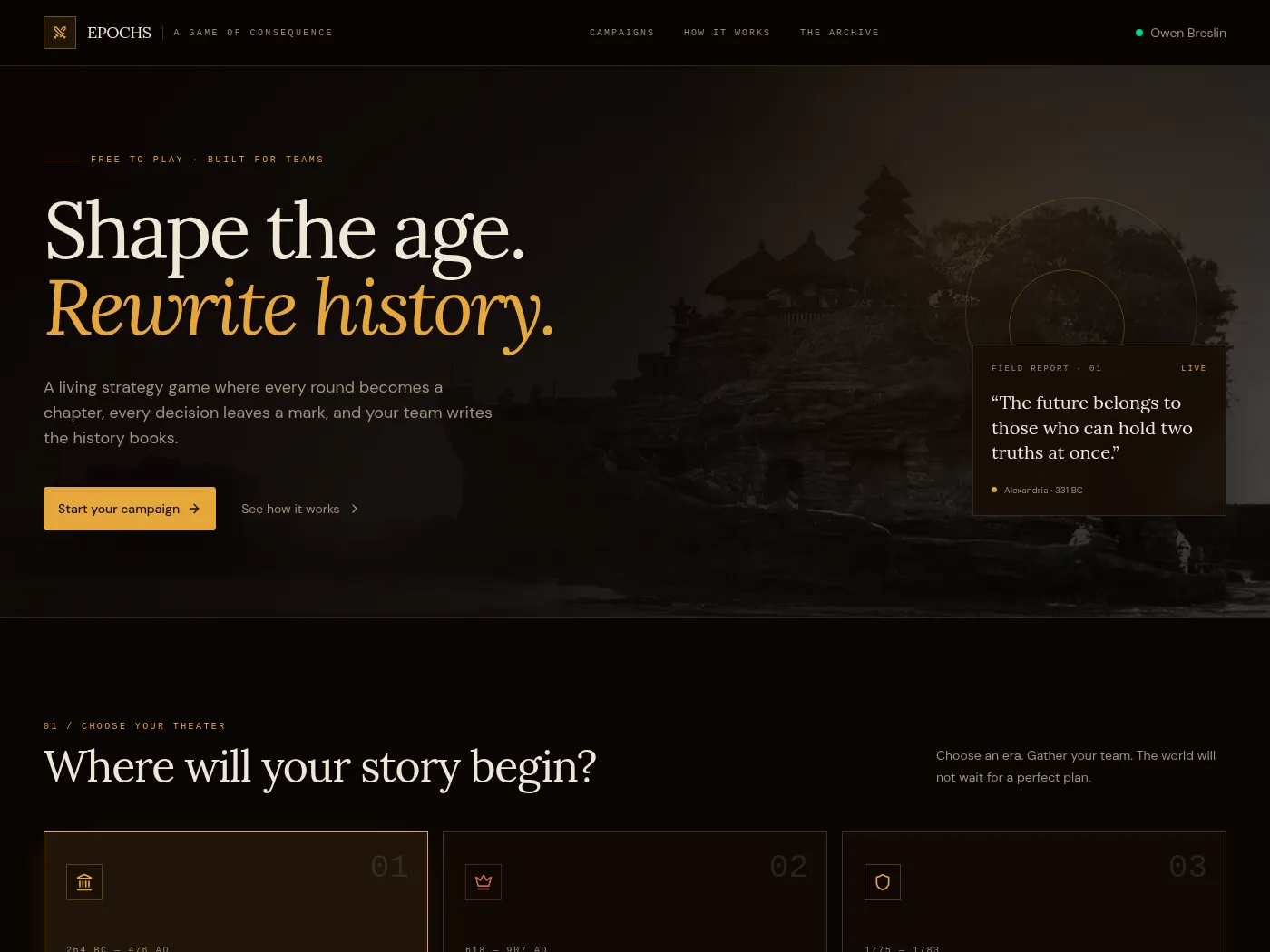Epochs Strategy Game