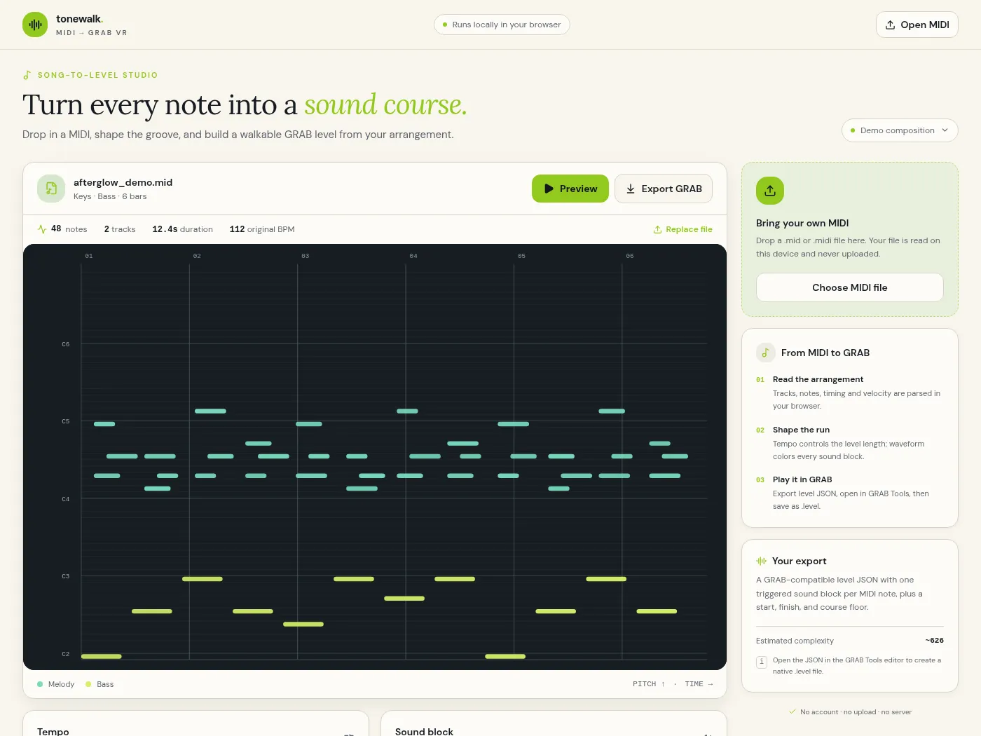 MIDI to GRAB VR Converter