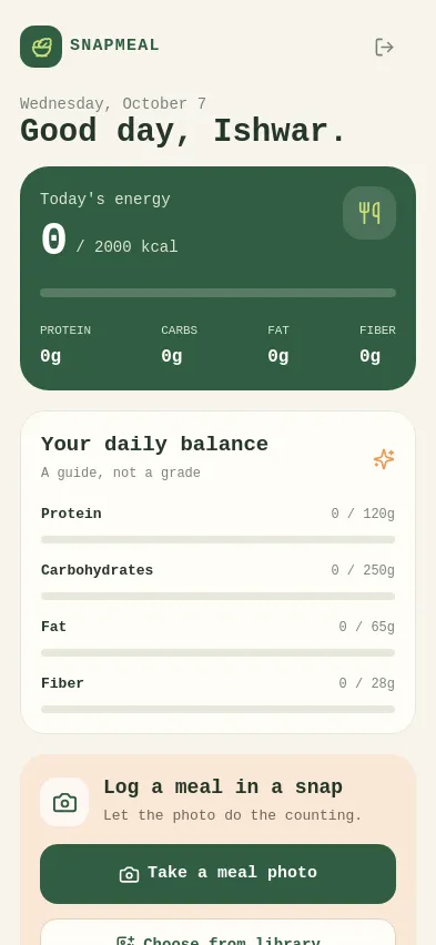 SnapMeal Nutrition Tracker