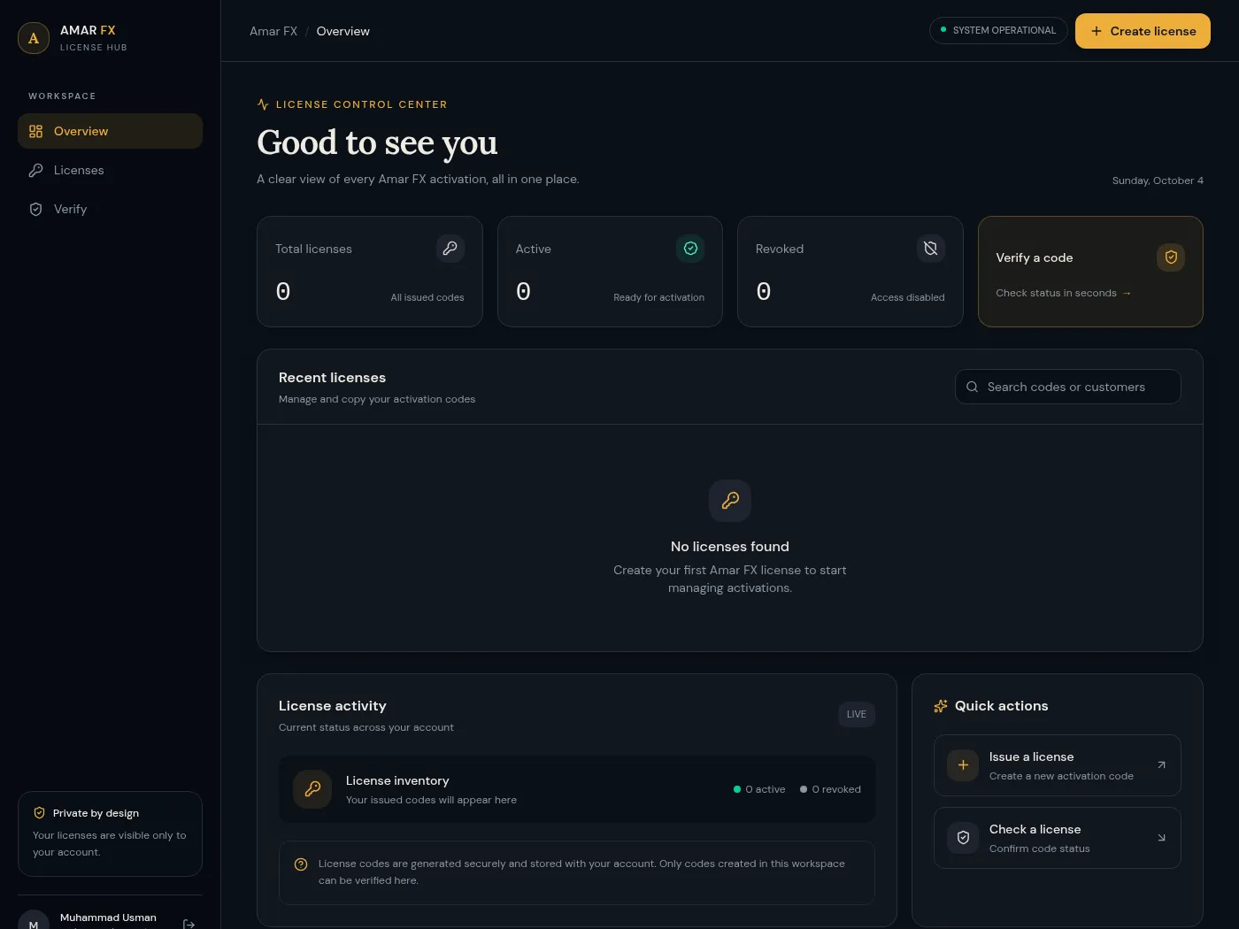 Amar FX License Hub