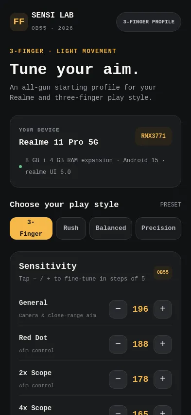FF Sensitivity Optimizer