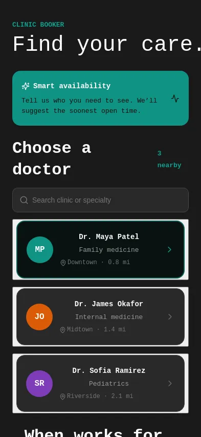 Clinic Booker Mobile