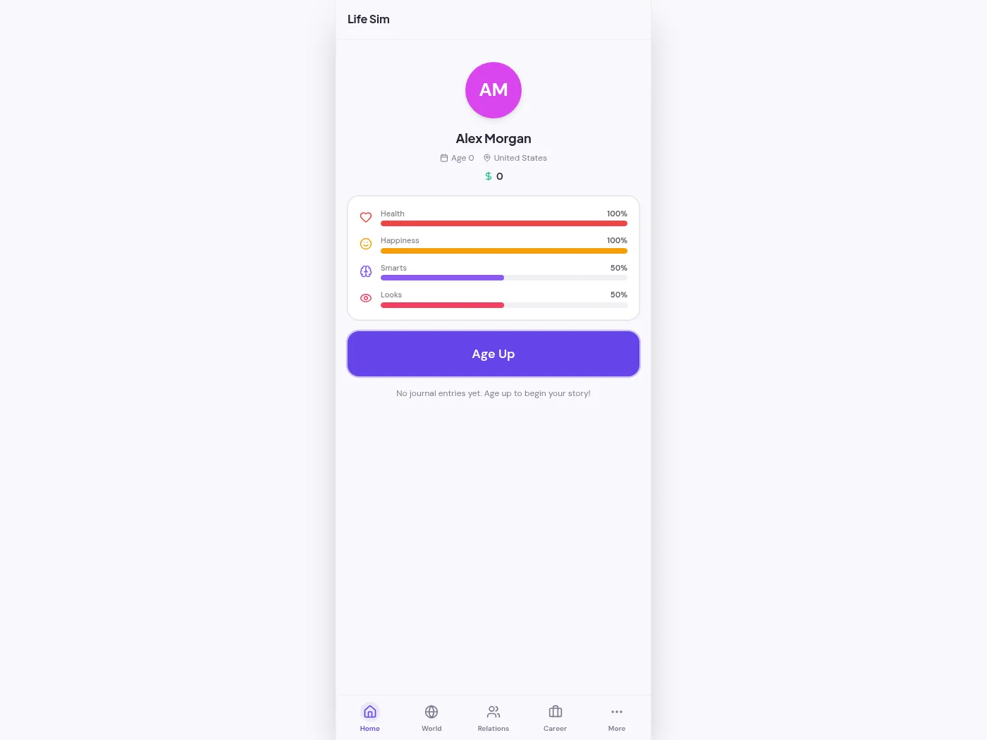 LifeSim Roblox UI Kit