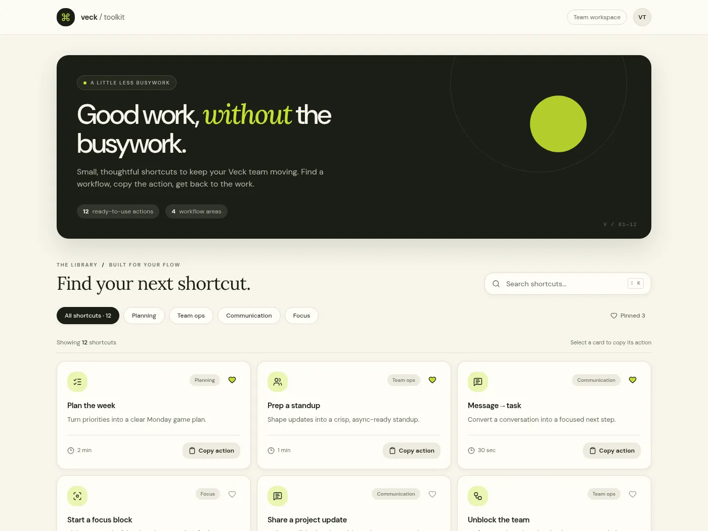 Veck Productivity Toolkit