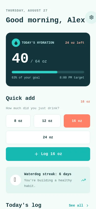 Waterdog Hydration Tracker