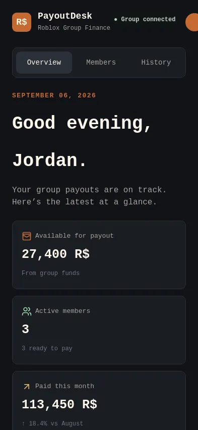 Robux Payout Manager