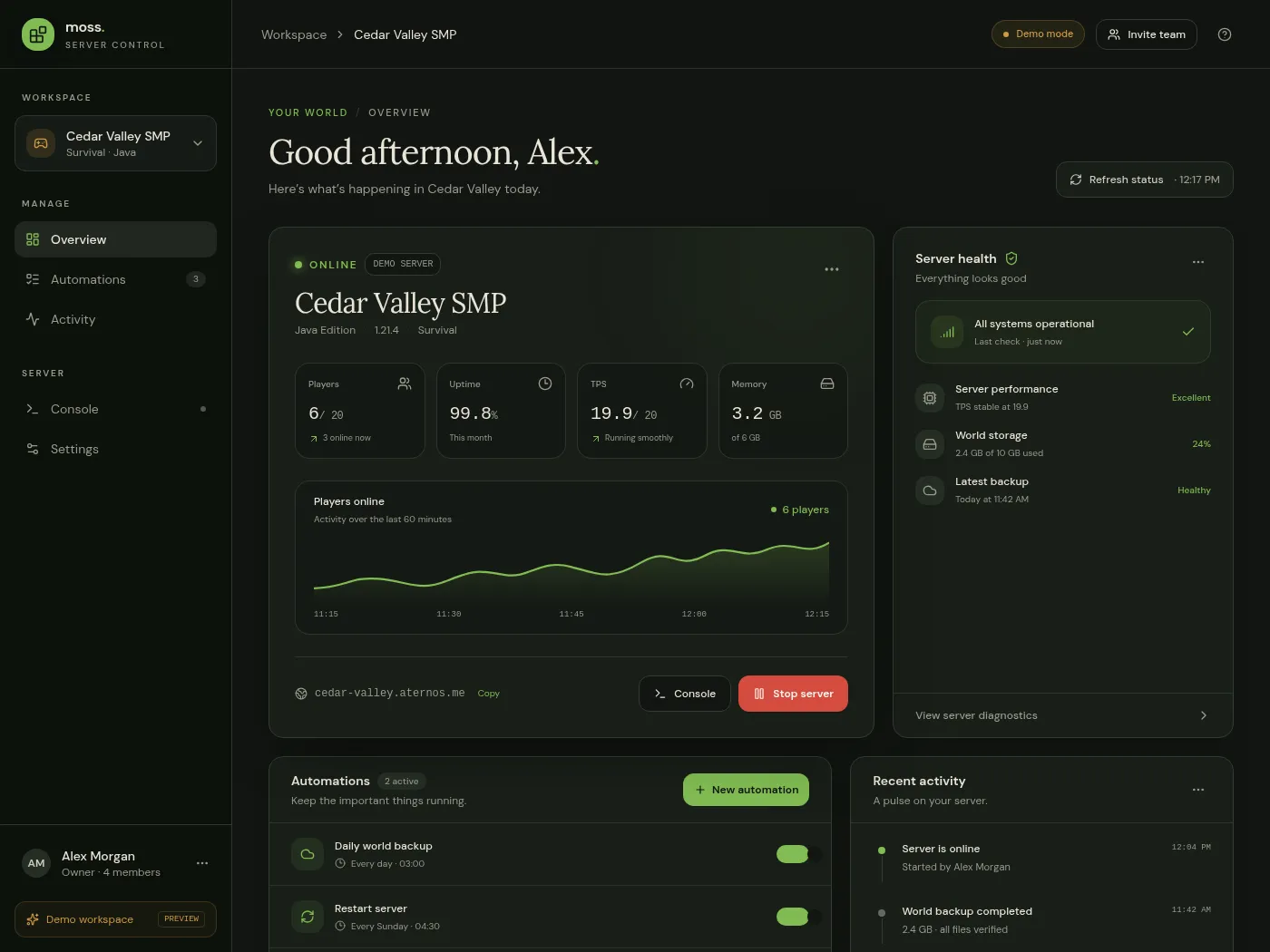 Aternos Control Center