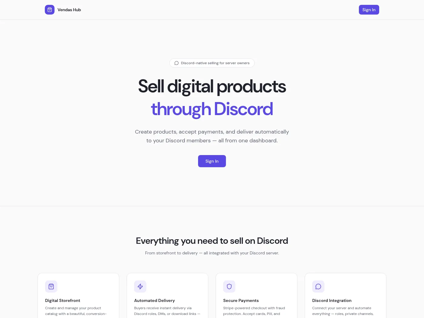 Vendas Discord Hub