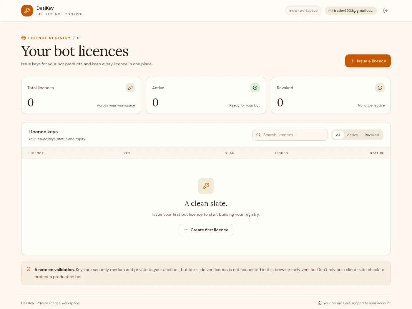 Indian Bot Licence Key