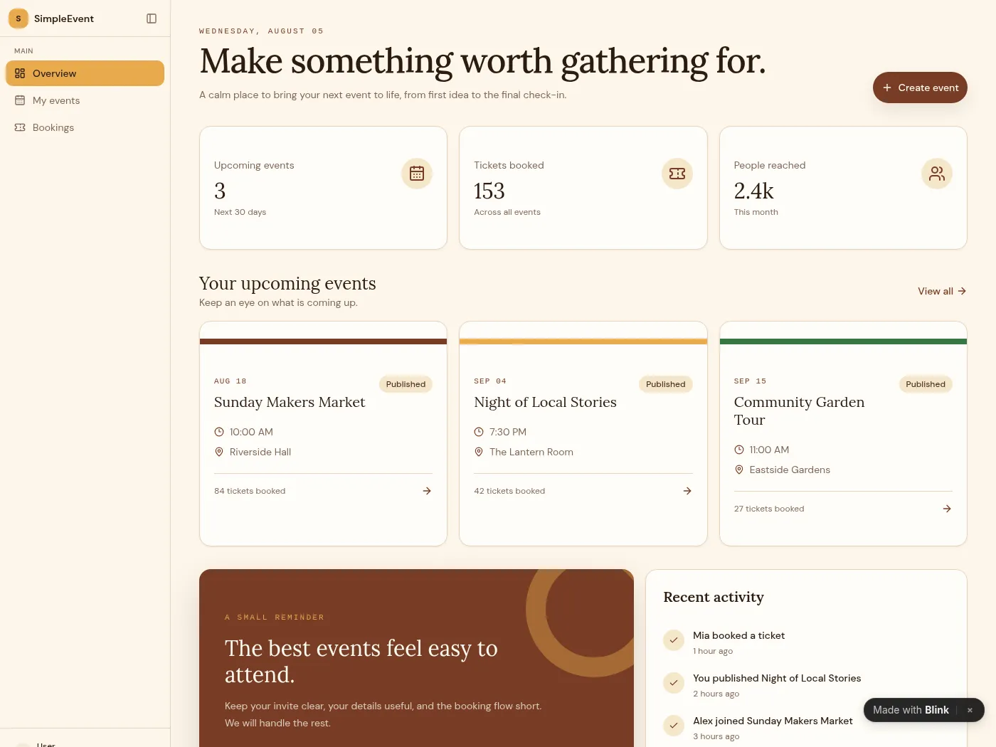 SimpleEvent Organizer
