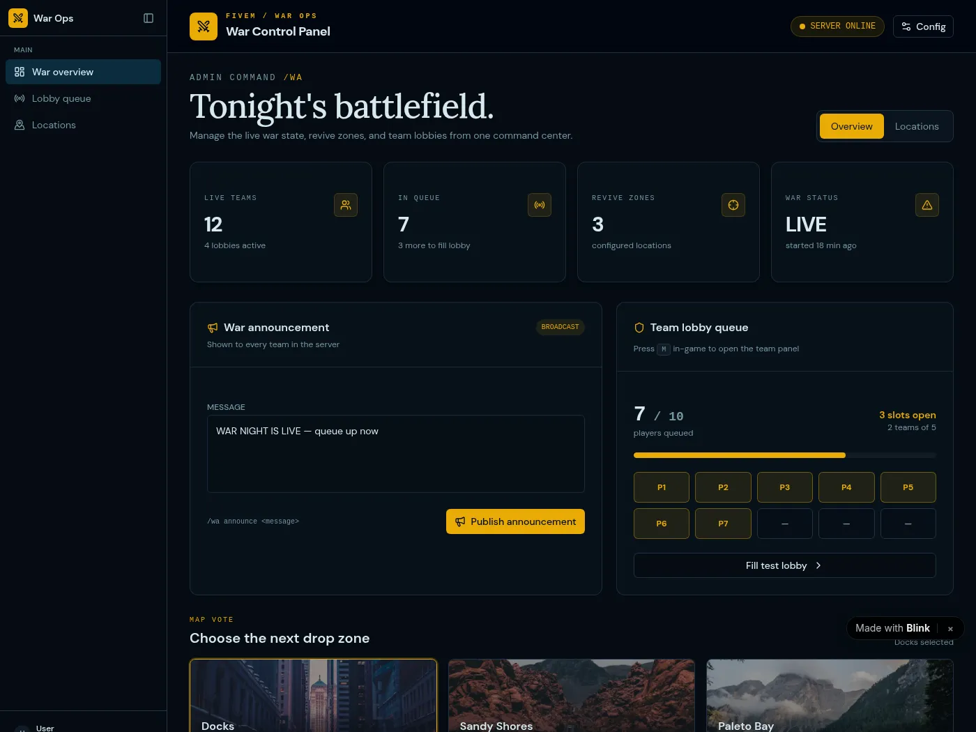 FiveM War Control Panel