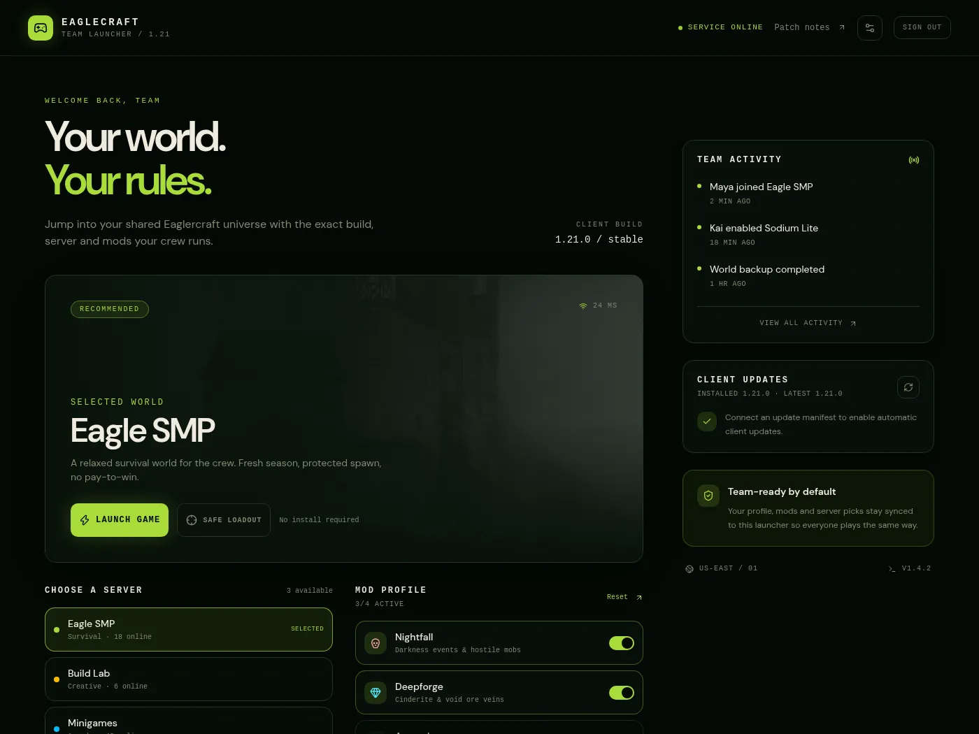 Eaglercraft Custom Launcher