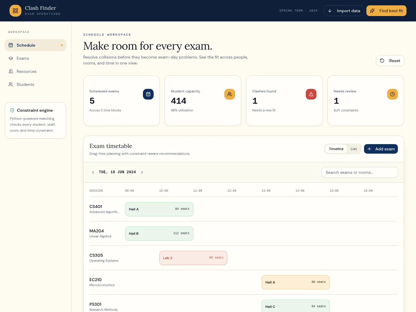 Smart Exam Scheduler