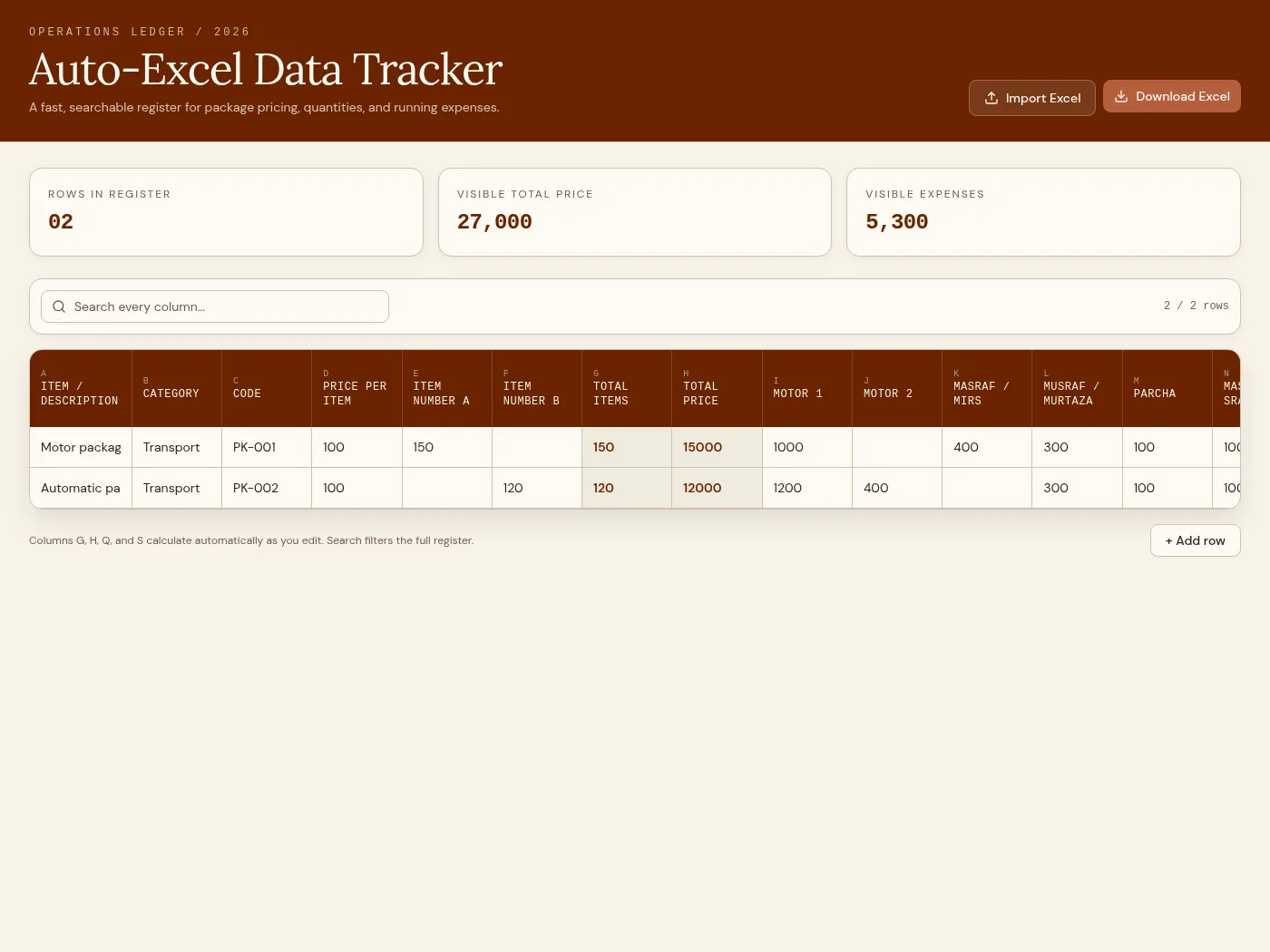 Auto-Excel Data Tracker