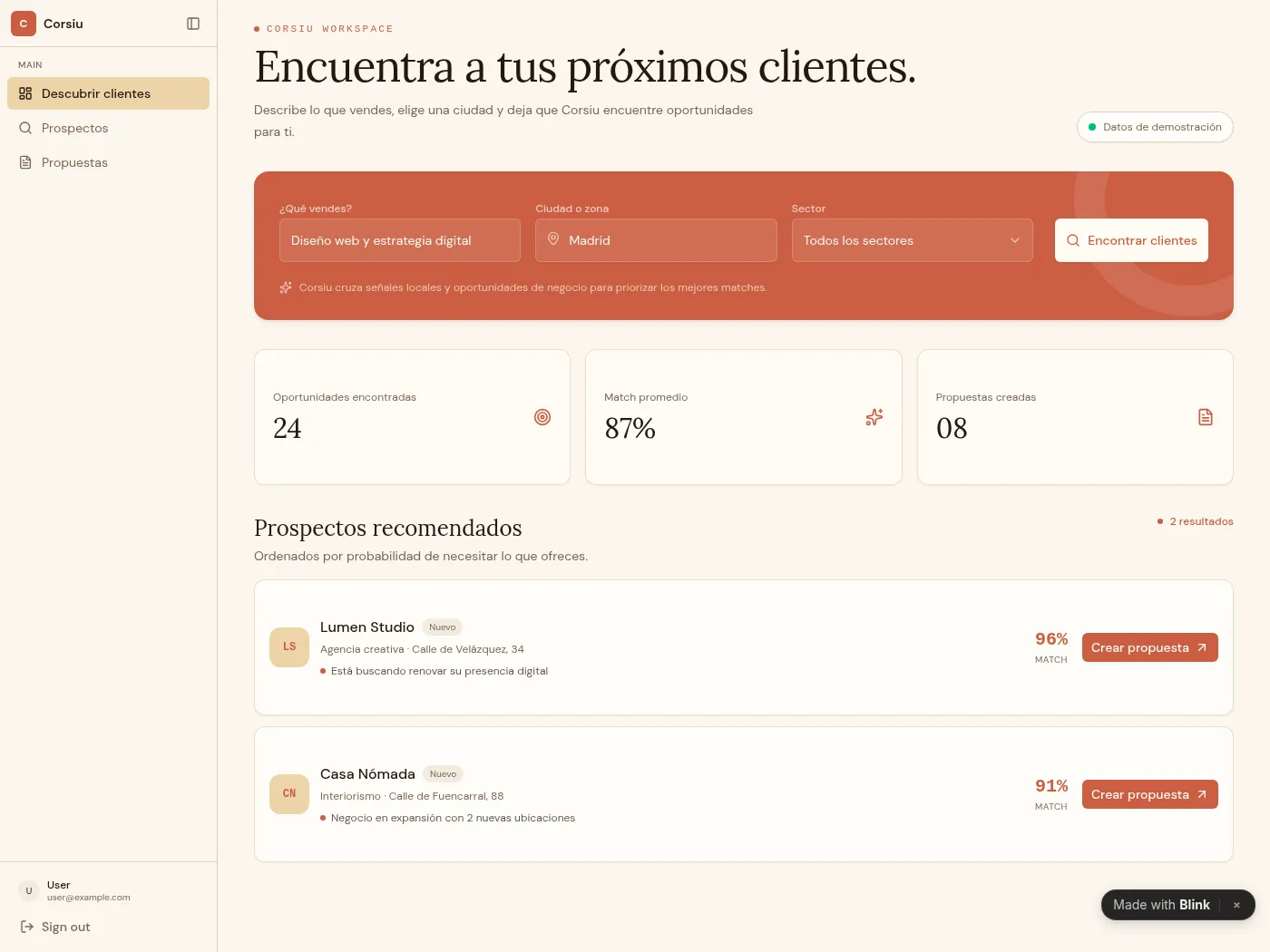 Corsiu Client Finder