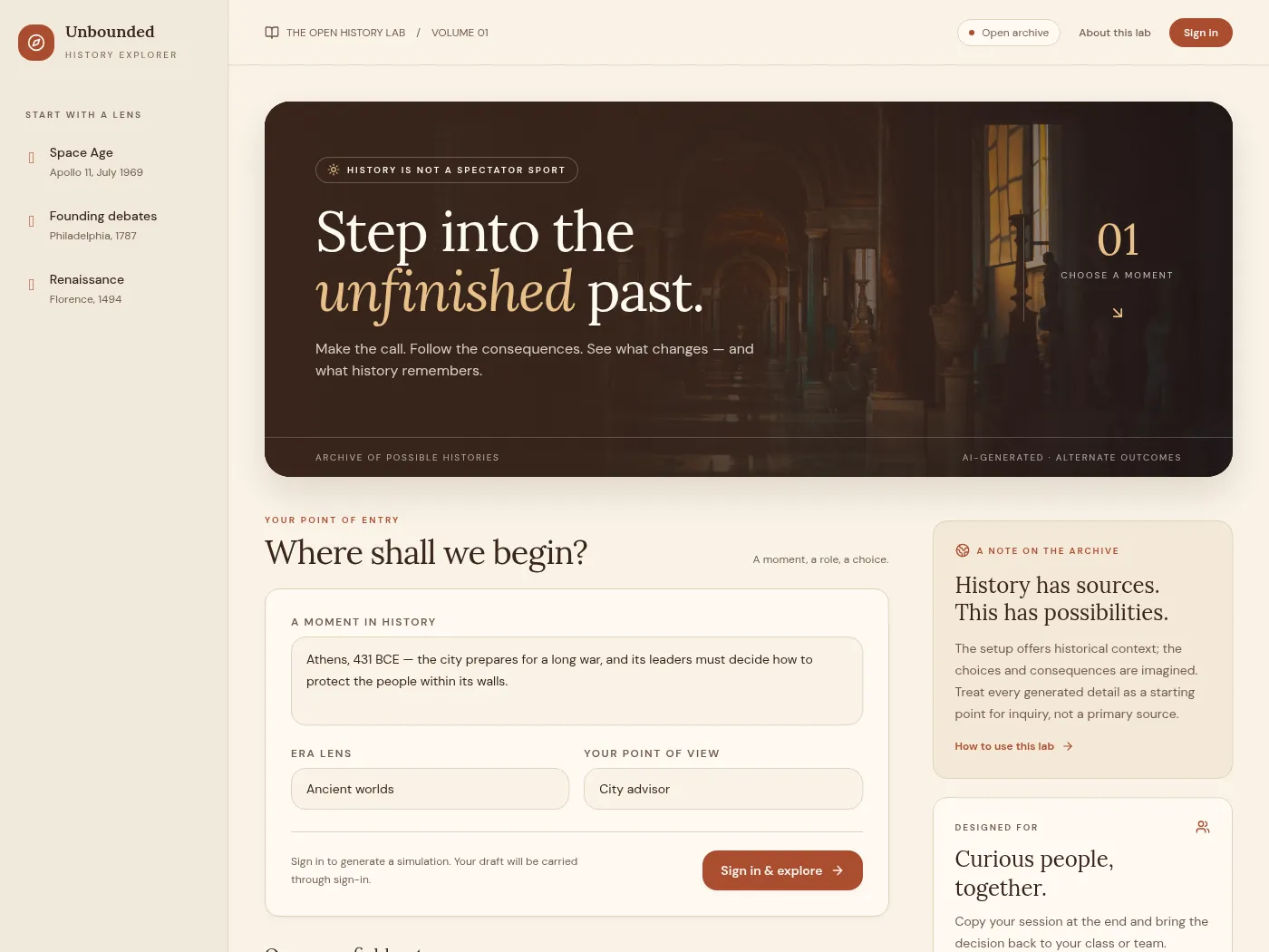 Unbounded History Explorer