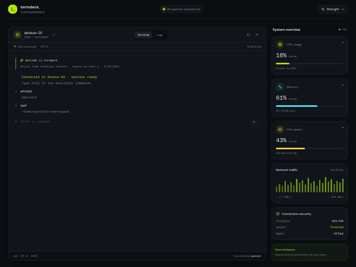 Web Terminal Dashboard
