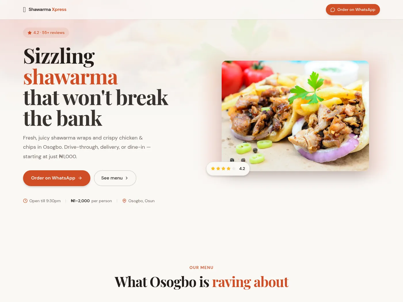 Shawarma Xpress Website