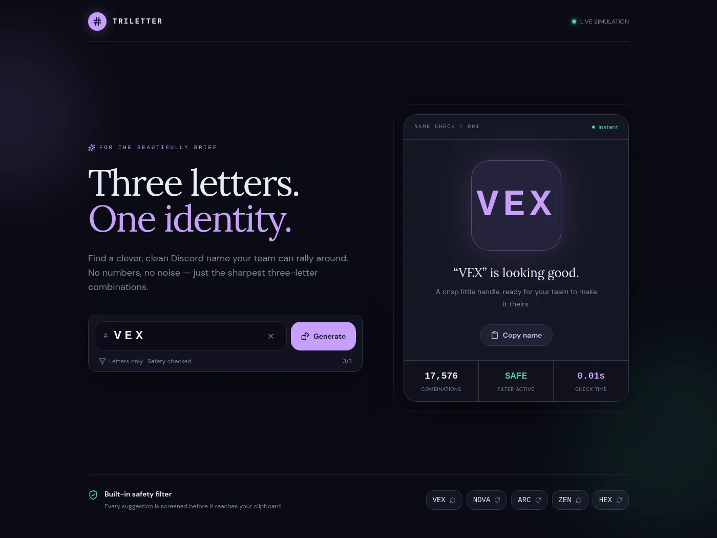 TriLetter Discord Name Gen