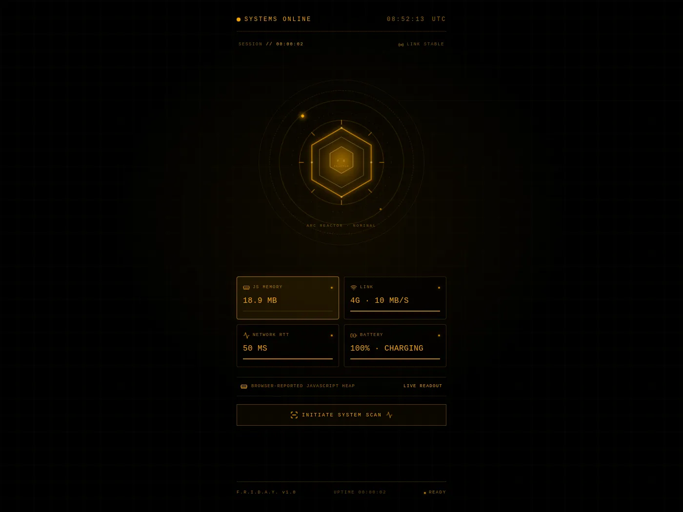 FRIDAY HUD Web Display