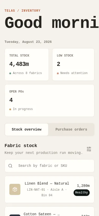 Telas Inventory Mobile