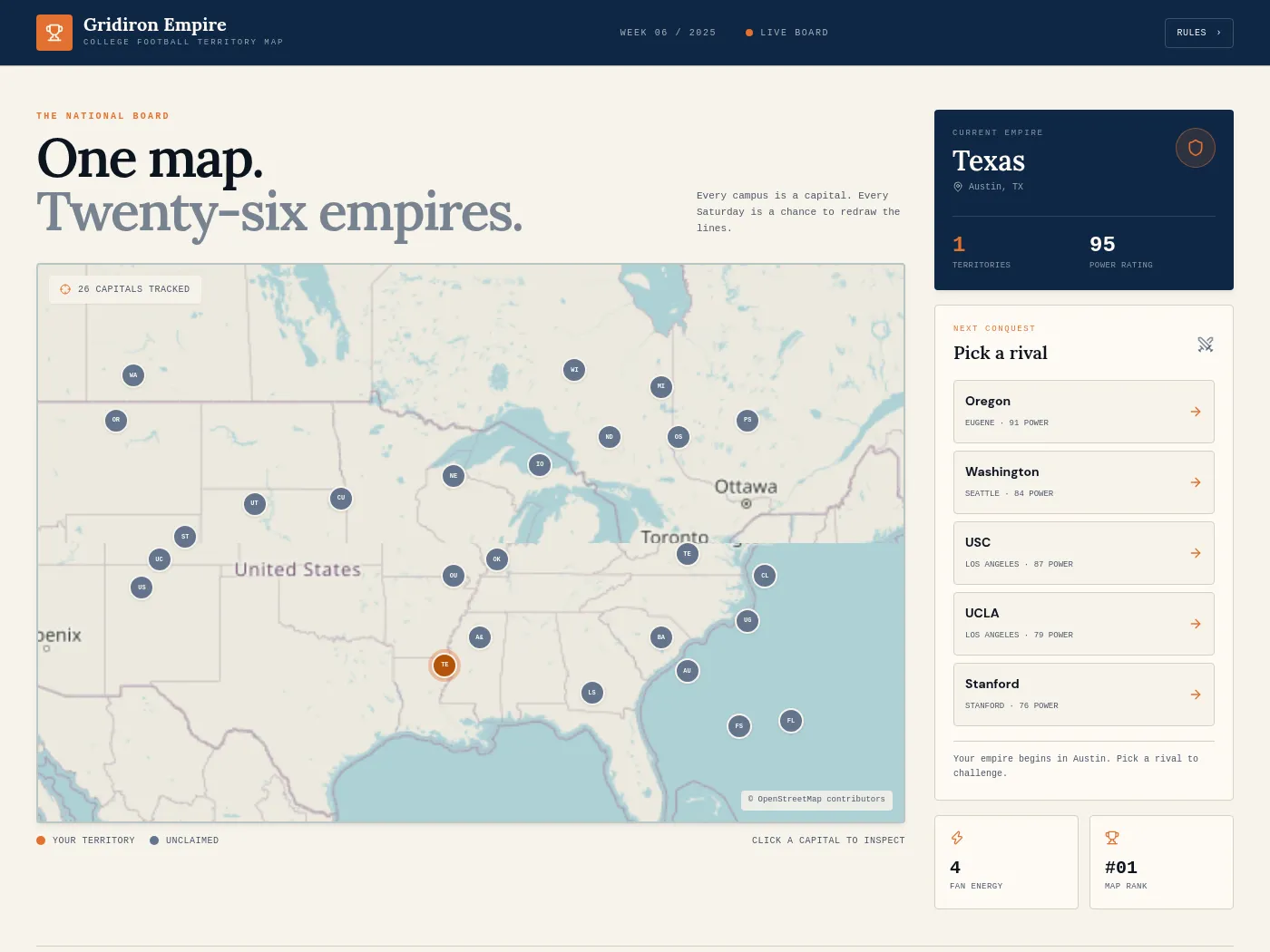 Gridiron Empire Map