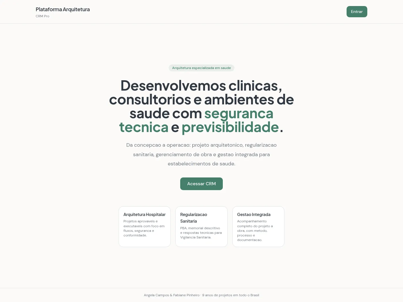 Plataforma Arquitetura CRM Pro