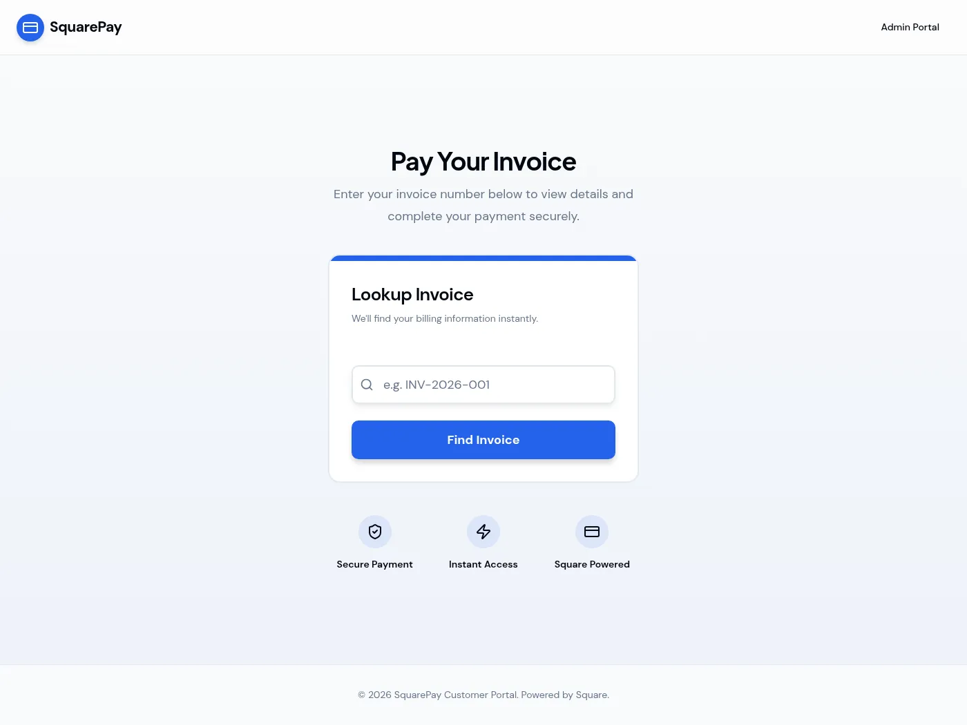 SquarePay Customer Portal