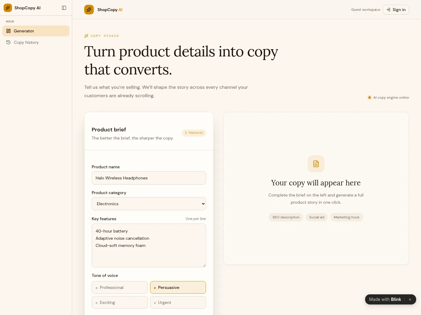 ShopCopy AI SaaS